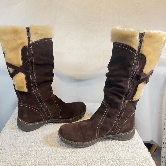 BareTraps | Shoes | Baretraps Leather Boots Womans 9m Eventure 532506 Faux Fur 4 Tall Straps ...